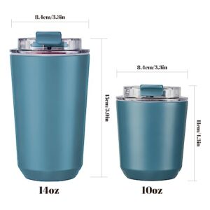 Puraville Insulated Tumblers with Lid, 10 oz Travel Coffee Mug Stainless Steel Vacuum Thermos Cup, Leak Proof Reusable Double Walled Coffee Tumbler for Iced and Hot Drinks,Peacock Blue