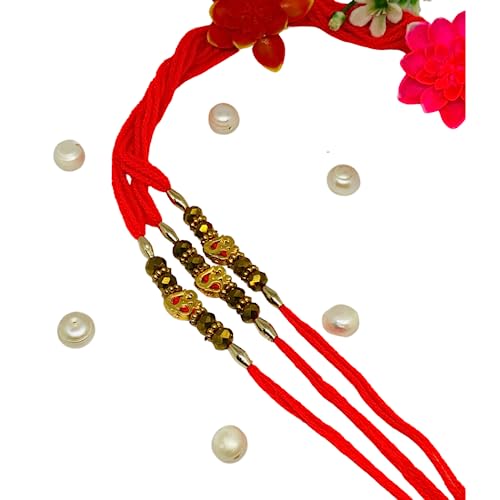 JAGMOR Set of 3 Assorted Colour Rakhi for Brothers Traditional Handmade Rakhi Set, Indian Festive Rakshabandhan Bro Bracelet Thread Rakhee Gift Set