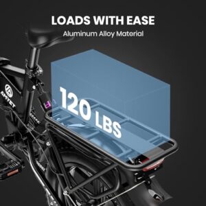 AMYET EB20 Electric Bike for Adults 1000W/ Peak 1500W Motor 48V/13AH Removable LG Battery Folding EBike Dual Shock Absorber Suspension 20''Fat Tire Ebike Electric Bike (Black)