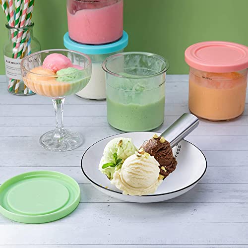 GHQYP Ice Cream Containers, for Ninja Creami Pints Lids, Creami Deluxe Bpa-Free,Dishwasher Safe Compatible NC301 NC300 NC299AMZ Series Ice Cream Maker