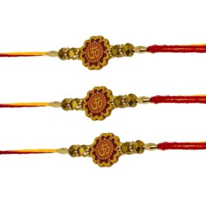 thenext7 set of 3 om rakhi, om pendant designer raksha bandhan rakhi gift rakhi for brother rakhi threads bracelets