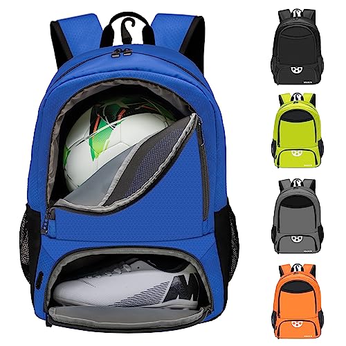 Mkour Soccer Bag-Soccer Backpack for Football Basketball Volleyball, Soccer Bags with Ball Compartment and Ball Holder (Royal blue)