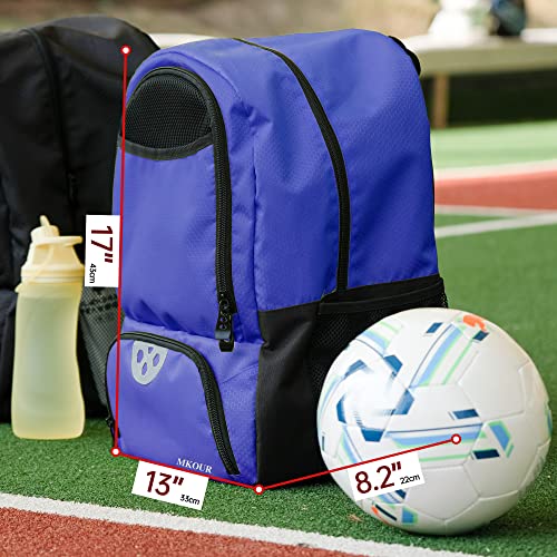 Mkour Soccer Bag-Soccer Backpack for Football Basketball Volleyball, Soccer Bags with Ball Compartment and Ball Holder (Royal blue)