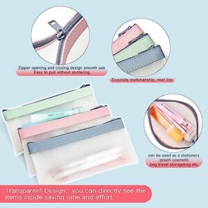 JUTOROSY 3 Pack Pencil Case Zipper Pencil Pouch, Multifunctional Clear Pen Bag Organizer Stationery Storage Bag for Office Supplies Cosmetics Makeup Travel Accessories