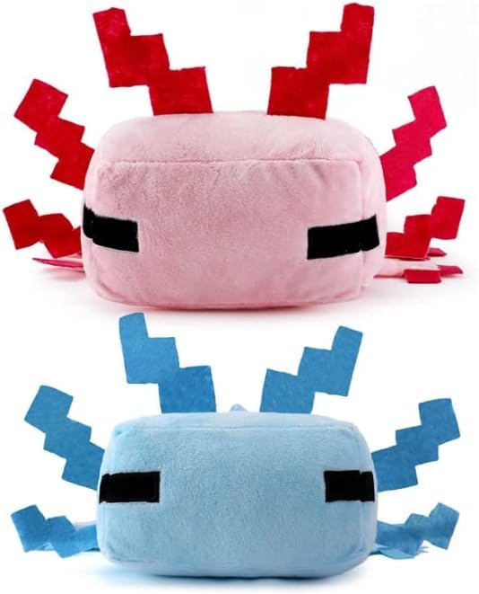 Yipeizi Axolot Plush Plush Stuffed Toy Soft Throw Pillow Decor for Video Game Fans, Perfect for Kids Birthday Party, Halloween, Christmas, Games, Kids Student Gifts (Blue and Pink)