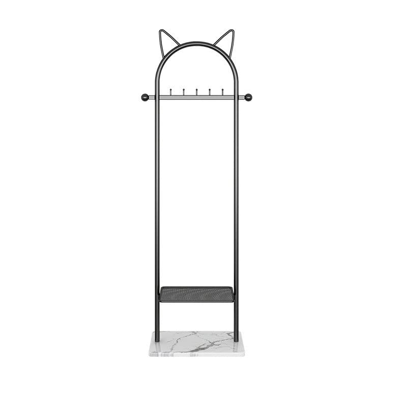 TAOQZI Garment Rack,Modern Coat Rack with Shelf,Heavy-Duty Clothing Racks Freestanding with Marble Base,for Hang Clothes,Hat,Scarf,Organize Shoes(Color:Black)