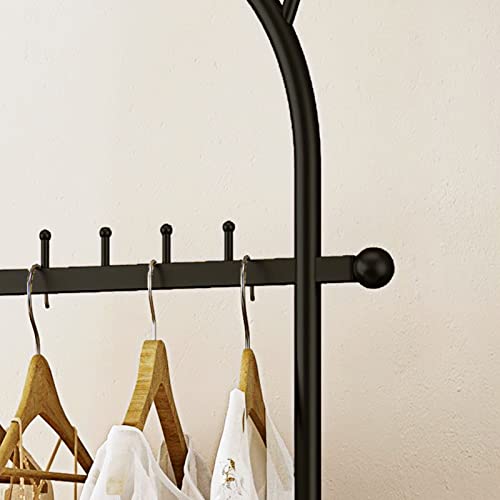 TAOQZI Garment Rack,Modern Coat Rack with Shelf,Heavy-Duty Clothing Racks Freestanding with Marble Base,for Hang Clothes,Hat,Scarf,Organize Shoes(Color:Black)