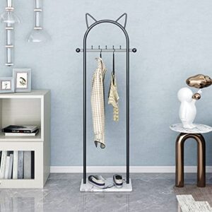 TAOQZI Garment Rack,Modern Coat Rack with Shelf,Heavy-Duty Clothing Racks Freestanding with Marble Base,for Hang Clothes,Hat,Scarf,Organize Shoes(Color:Black)