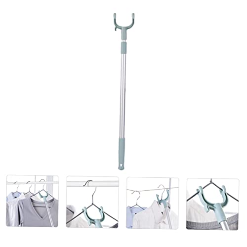 Alipis 3pcs Retractable Clothes Rail Outdoor Hanging Hooks Plastic Hanger Storage Hooks Extendable Reach Pole Retractable Clothesline Rod Telescoping Closet Pole Home Clothes Rod Green