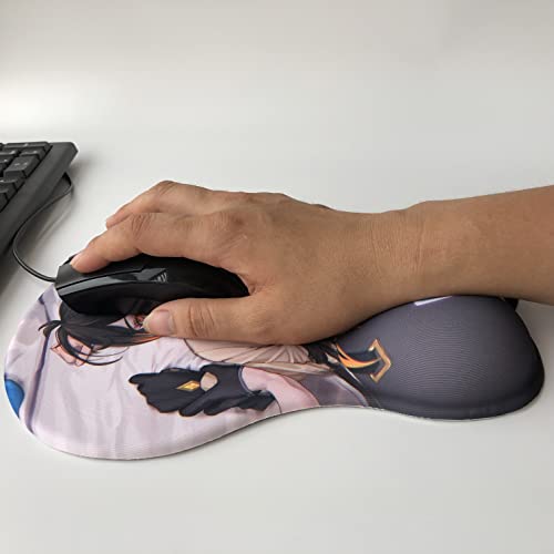 Genshin Mouse Pad Zhongli Silicone Gel Gaming 3D Anime Genshin Impact Mice Pad with Wrist Rest Support Play mat (Pink)