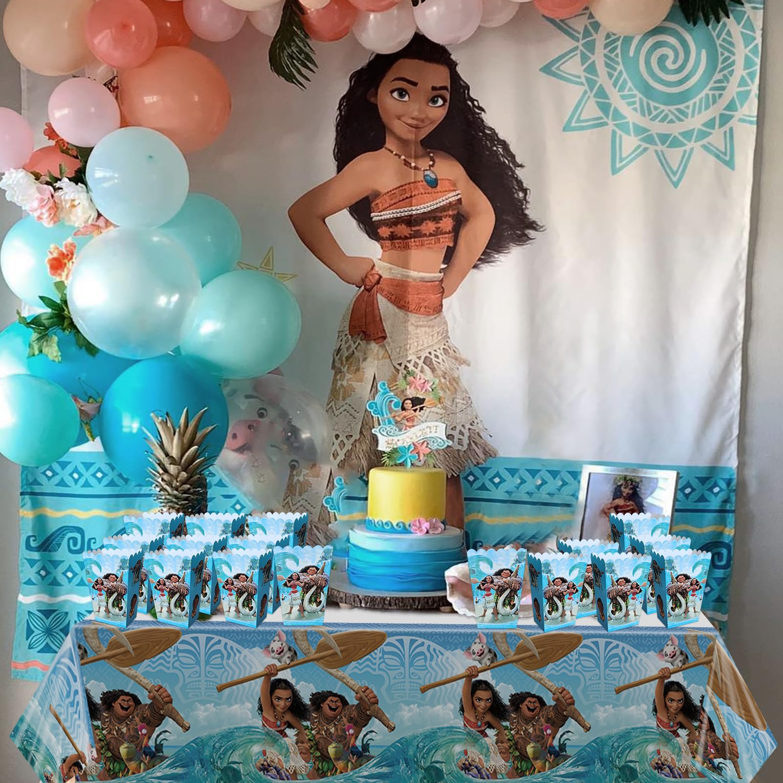 30 PCS Moana Party Popcorn Boxes, Moana Party Favor Boxes Candy Popcorn Boxes for Birthday Party Supplies