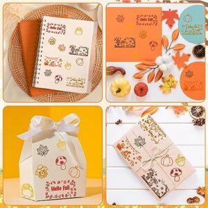 CUweipeng 15Pcs Fall Wooden Rubber Stapms Autumn DIY Craft Card Stamps Pad Pumpkin Rubber Stamps Ink Pads Set for Kids Autumn Party Gift Favor Birthday Gift Classroom Card Scrapbooking Making Supplies