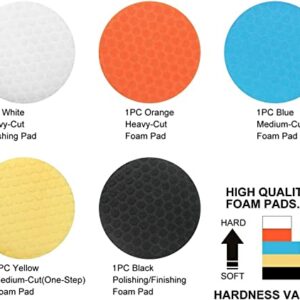 Otic Buffing Pads Set of 5Pcs - 6 inch Polisher for car Detailing Buffer - Buffing Compound Polishing Pads Kit Paint Correction Wax Pads