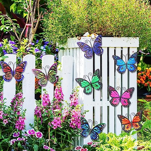 8 Pieces Metal Butterfly Wall Art Decor, 3D Butterfly Hanging Wall Decor Sculpture for Balcony Patio Living Room Garden Outdoor Fence Decoration (Lovely Style)