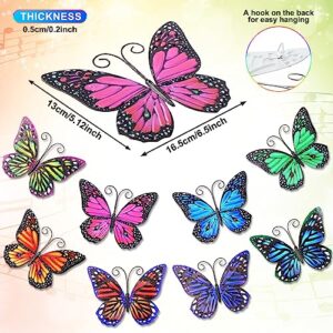 8 Pieces Metal Butterfly Wall Art Decor, 3D Butterfly Hanging Wall Decor Sculpture for Balcony Patio Living Room Garden Outdoor Fence Decoration (Lovely Style)