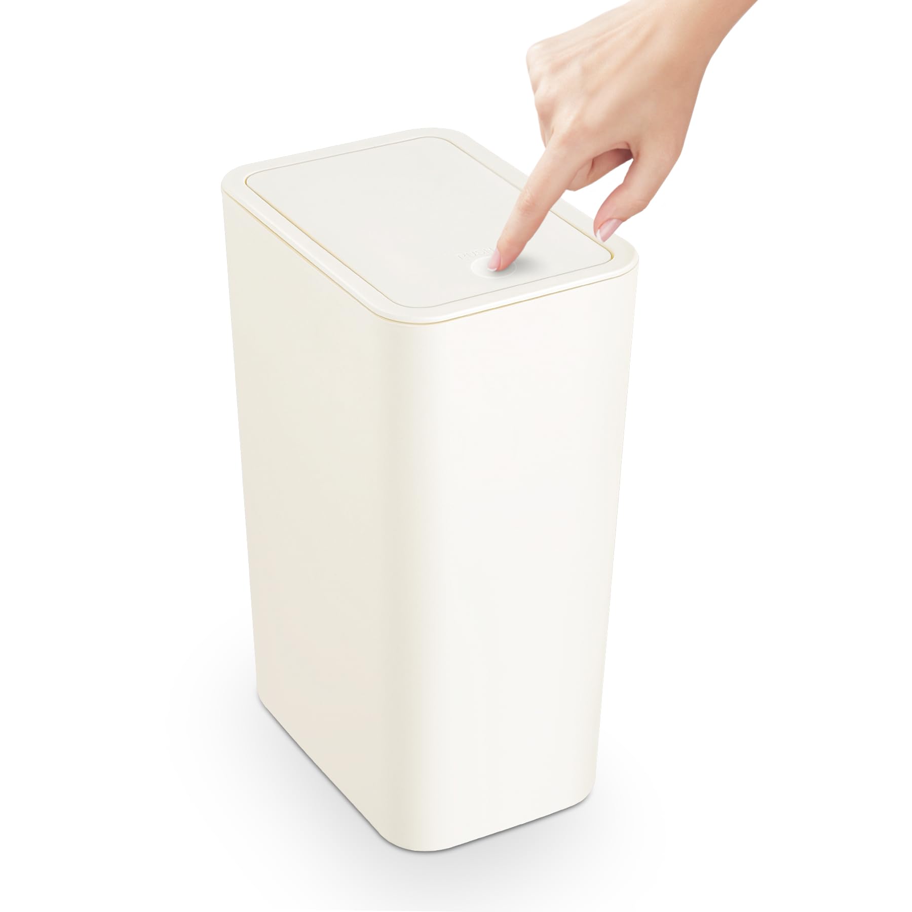 TrashAid Bathroom Trash Can with Lid,2.6 Gallon / 10 Liter Small Garbage Can with Press Top Lid,Plastic Wastebasket with Pop-up Lid for Toilet,Office,Bedroom,Living Room,White (AMZUSIJS01WHT040012)