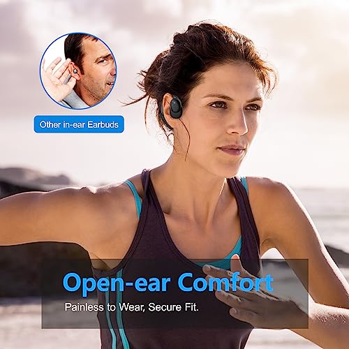 Dnniakm Open Ear Headphones, Wireless Earbuds Bluetooth 5.3 Headphones with ENC Call Noise Cancelling, Immersive Premium Sound Earphones Built-in 4 Mic, Waterproof Open Ear Earbuds with Earhooks