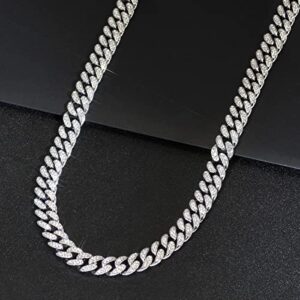 hdyv5aa 13mm Thick Gold Silver Cuban Link Chain for Men Women Chork Iced Out Dimond Miami Cuban Link Chain Hip Hop Jewelry (24, Cuban-Silver)