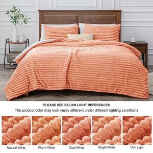 BEDELITE Fleece Queen Comforter Set -Super Soft & Warm Fluffy Coral Bedding, Luxury Fuzzy Heavy Bed Set for Winter with 2 Pillow Cases