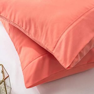 AYASW Pillowcases Standard Size Set of 2 Pieces Envelope Closure 1800 Double Brushed Microfiber Soft and Cozy Pillow Cases Set Wrinkle, Fade, Stain Resistant Coral 20x26 inches