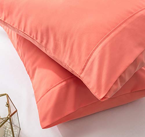 AYASW Pillowcases Standard Size Set of 2 Pieces Envelope Closure 1800 Double Brushed Microfiber Soft and Cozy Pillow Cases Set Wrinkle, Fade, Stain Resistant Coral 20x26 inches