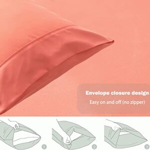 AYASW Pillowcases Standard Size Set of 2 Pieces Envelope Closure 1800 Double Brushed Microfiber Soft and Cozy Pillow Cases Set Wrinkle, Fade, Stain Resistant Coral 20x26 inches