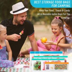 Reusable Food Storage Bags, 12 Pcs BPA Free Freezer Gallon Bags, Dishwasher Safe Reusable Sandwich Silicone Ziplock Bags, Extra Thick Leakproof Bags Silicone for Food Storage, Travel, Marinate Meats