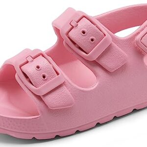 INMINPIN Toddler Boys Girls Buckle Sandals Comfort Open Toe Sandal with Adjustable Back Strap, Pink, 5 Toddler