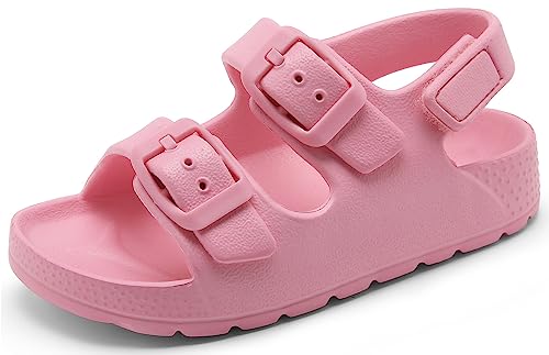 INMINPIN Toddler Boys Girls Buckle Sandals Comfort Open Toe Sandal with Adjustable Back Strap, Pink, 5 Toddler