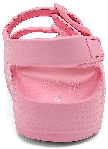 INMINPIN Toddler Boys Girls Buckle Sandals Comfort Open Toe Sandal with Adjustable Back Strap, Pink, 5 Toddler