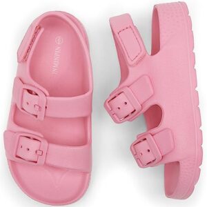 INMINPIN Toddler Boys Girls Buckle Sandals Comfort Open Toe Sandal with Adjustable Back Strap, Pink, 5 Toddler