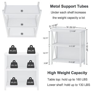 FATORRI Small Bookcase, Bookshelf for Small Space, Short Rustic Bookshelf, Wood and Metal Book Case and Book Shelf (White Oak)