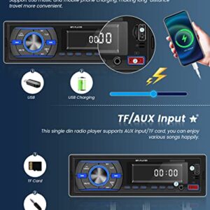 Roinvou Car Radio Bluetooth Single DIN Car Stereo Audio, MP3 Player Car Stereo 1 DIN with Bluetooth Handsfree/FM/Dual USB/TF/AUX/Fast Charging, Built-in Microphone, Multi Color LCD, Not a CD Player