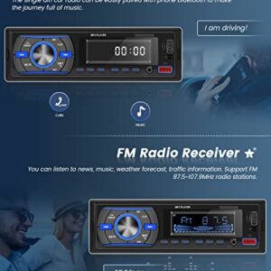 Roinvou Car Radio Bluetooth Single DIN Car Stereo Audio, MP3 Player Car Stereo 1 DIN with Bluetooth Handsfree/FM/Dual USB/TF/AUX/Fast Charging, Built-in Microphone, Multi Color LCD, Not a CD Player