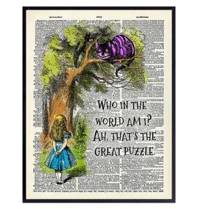 alice in wonderland quotes wall art 11x14 - retro vintage poster print for nursery, baby, kids room - inspirational gift - positive affirmation, motivational sayings - decorations for girl, boy