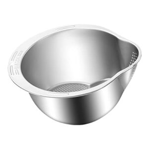 stainless steel rice washing bowl rice washing drain basket japanese rice washing bowl with side drainer for washing fruits vegetables