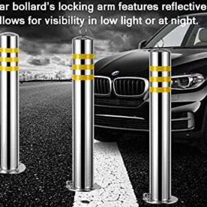 2pcs Private Car Parking Stainless Steel Security Posts,Private Car Parking Space Lock,Easy to Install to Protect Your Parking Space(650×76mm/25.5×3in)