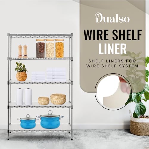 DUALSO Wire Shelf Liner Wire Rack Shelf Mat - Thick Wire Shelf Cover - Waterproof Plastic Shelf Liner, Metal Shelf Liner - Easy Use Wire Shelving Cover for Closet (Clear, 18" X 36" (Set of 4))