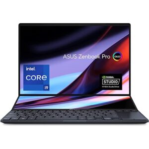 asus zenbook pro duo laptop, 14.5" oled wq+ touchscreen, intel core i9-12900h, nvidia rtx 3050ti, 32gb ddr5 ram, 1tb pcie ssd, webcam, wi-fi 6, windows 11 home