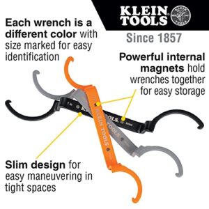 Klein Tools 50900R Conduit Lockout Wrench Set, Tighten and Loosen Locknuts in Tight Spaces, 1/2, 3/4 and 1-Inch, Offset Bends, 3-Piece