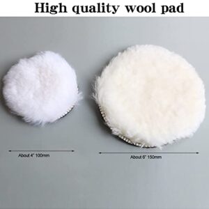 9PCS 4" 6 Inch Natural Wool Polishing Buffing Pad Kit,Polishing Buffing Wheel for Drill Buffer Attachment with 5/8"-11 Drill Adapter Assortment Kit for Car Body Repair Polishing and Waxing