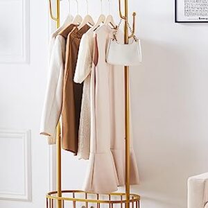 BOOSDEN Clothing Rack with Wheels，Metal Rolling Garment Rack for Hanging Clothes, Clothes Hanger Rack with 4 Hooks