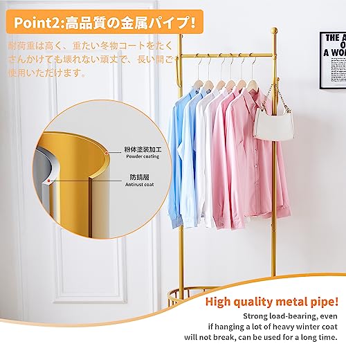 BOOSDEN Clothing Rack with Wheels，Metal Rolling Garment Rack for Hanging Clothes, Clothes Hanger Rack with 4 Hooks