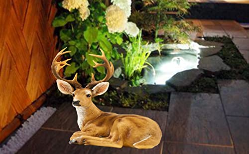 SHUIANGRAN Crouching Resin Deer Animal Decoration Resin Statue Outdoor Deer Statue Lawn Decoration Garden Animal Outdoor Decoration Garden Statue