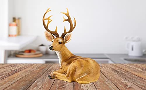 SHUIANGRAN Crouching Resin Deer Animal Decoration Resin Statue Outdoor Deer Statue Lawn Decoration Garden Animal Outdoor Decoration Garden Statue