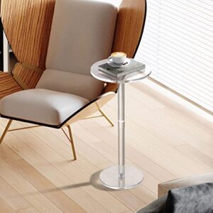 PEKVIZK Acrylic End Table, Clear Side Tables for Small Space, 9.8" Round Modern Drink Table for Living Room, Bedroom, Bathroom, Office, Outdoor, Business, Sturdy and Easy to Install