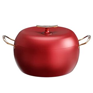 lmpn cooking pot, soup pot 6l 26cm apple shape enameled cast iron dutch oven with dual handle suitable for all stoves, saucepan grill pan induction cooker gas, kitchenware