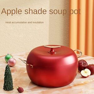 LMPN Cooking Pot, Soup pot 6L 26cm Apple Shape Enameled Cast Iron Dutch Oven with Dual Handle Suitable for All stoves, Saucepan Grill Pan Induction Cooker Gas, Kitchenware