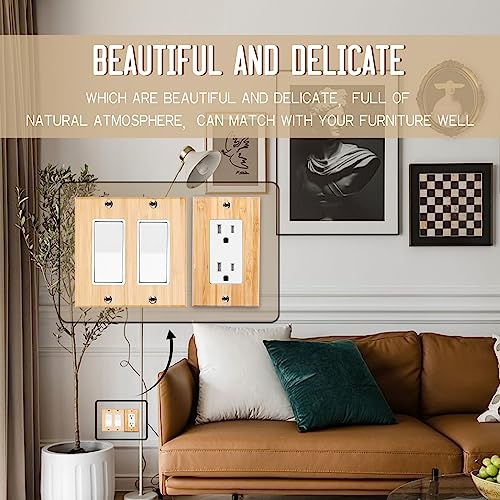 10 Pieces Wood Single Rocker Light Switch Plate 4.5" X 2.76" Raw Wood Wallplate Bamboo Light Switch Cover Quality Wallplate Wooden Electrical Decor (Single Rocker)