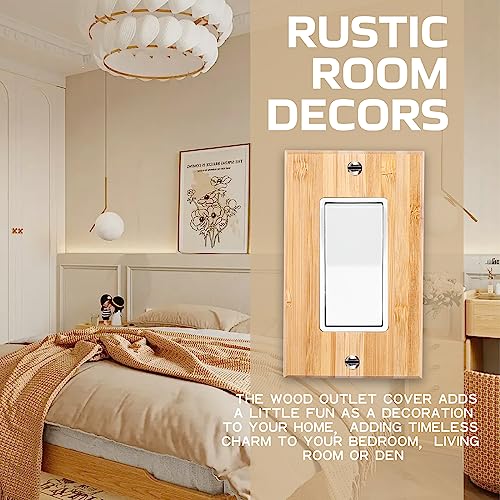 10 Pieces Wood Single Rocker Light Switch Plate 4.5" X 2.76" Raw Wood Wallplate Bamboo Light Switch Cover Quality Wallplate Wooden Electrical Decor (Single Rocker)